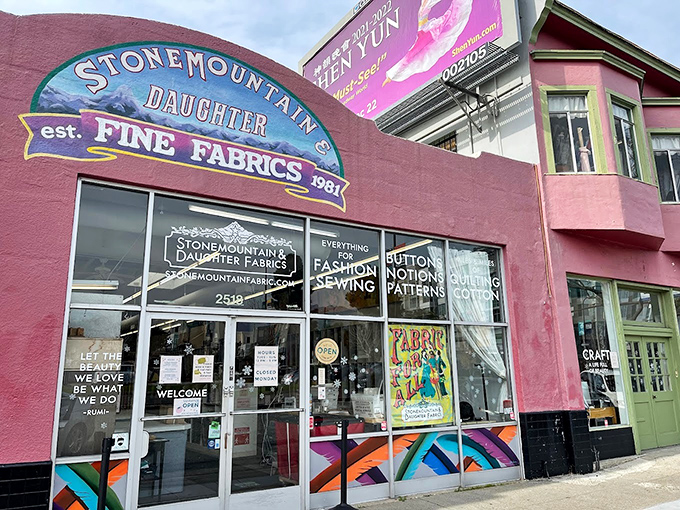 The pink facade of Stonemountain & Daughter stands proudly on Berkeley's Shattuck Avenue like a textile temple beckoning creative souls from miles around.