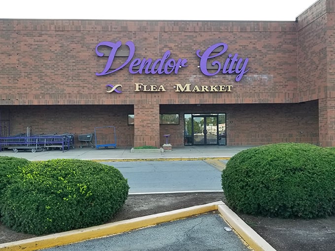 The unmistakable purple sign of Vendor City beckons like a treasure map's X-marks-the-spot for bargain hunters across Indiana.