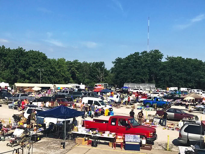 The treasure hunter's paradise stretches as far as the eye can see, with colorful canopies dotting the landscape like a retail Woodstock.