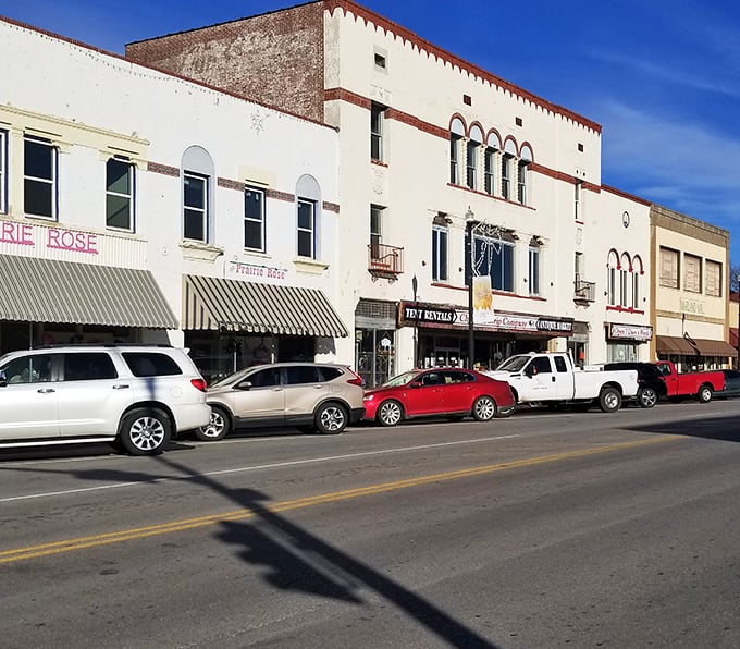 The historic fa&ccedil;ade of Cherokee Strip Company beckons treasure hunters with its iconic teepee standing guard outside&mdash;a portal to Oklahoma's past waiting to be explored.