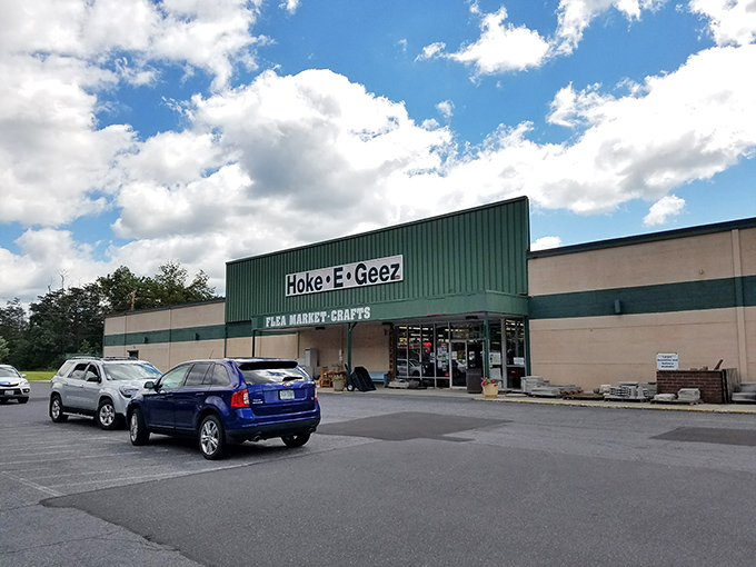 The unassuming green exterior of Hoke-E-Geez's belies the wonderland of treasures within, like finding Narnia in a Pennsylvania parking lot.