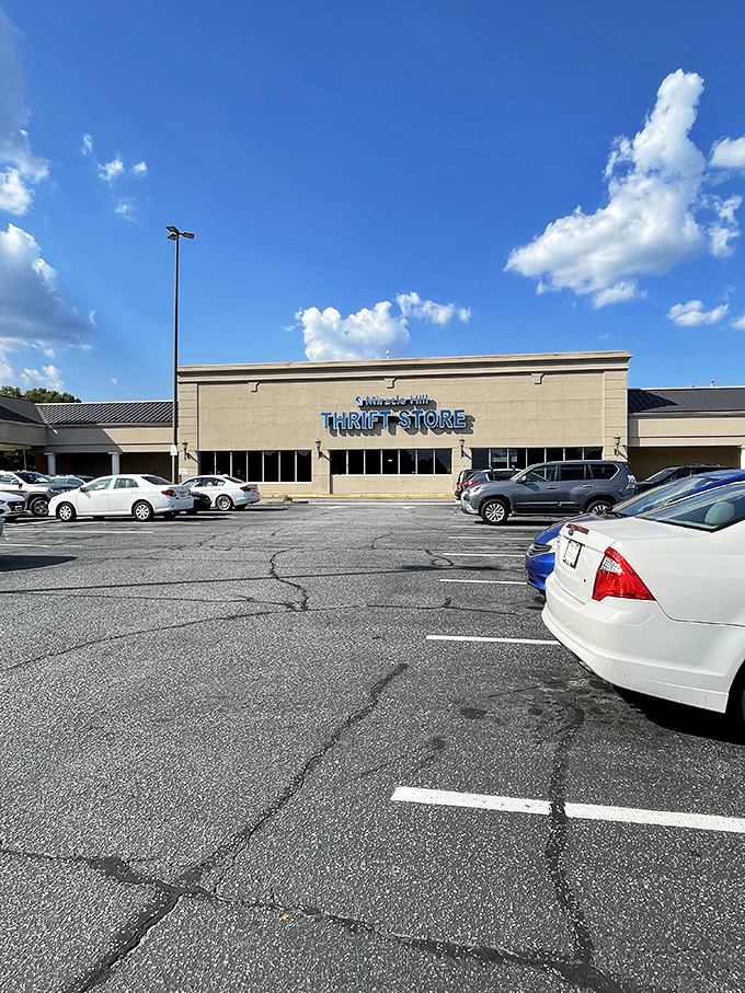The unassuming exterior of Miracle Hill Thrift Store belies the treasure trove within. Like a Vegas casino, once you're inside, time and space take on new dimensions.