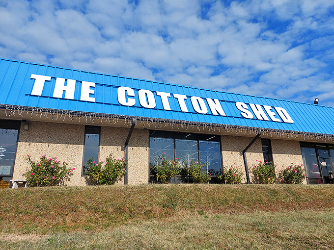 The bright blue roof of The Cotton Shed beckons like a retail oasis in Searcy, promising treasures inside that big box stores could only dream about.