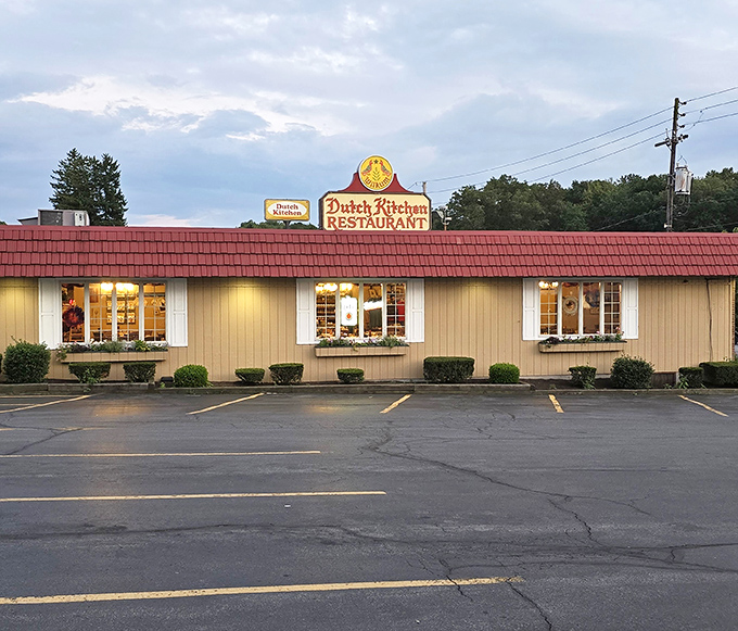The iconic red roof and Pennsylvania Dutch hex sign welcome you like an old friend. This isn't just a restaurant&mdash;it's a roadside landmark worth the detour.