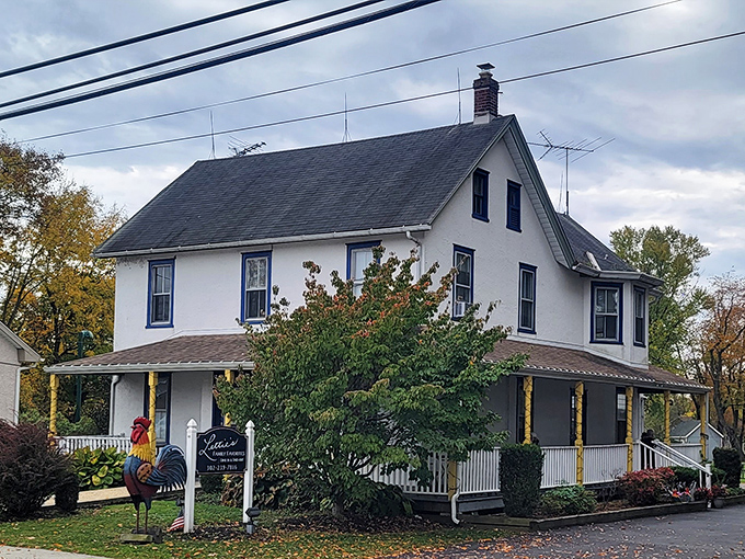 The white farmhouse that houses Lettie's Kitchen stands as a beacon of comfort food in Hockessin, complete with its signature rooster sentinel standing guard.