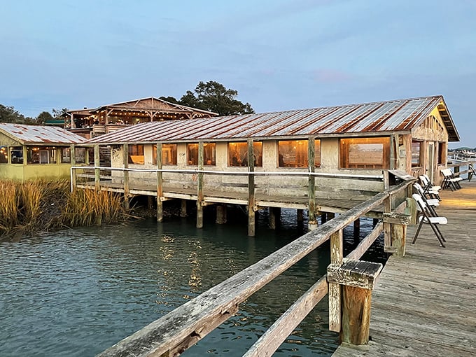 The weathered wooden structure perched over marshland isn't trying to impress anyone&mdash;yet somehow impresses everyone who visits this Charleston seafood sanctuary.