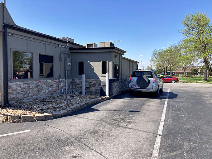 The unassuming exterior of Blazers Restaurant stands like a culinary sentinel in Gardner, promising delicious treasures within for those wise enough to stop. 