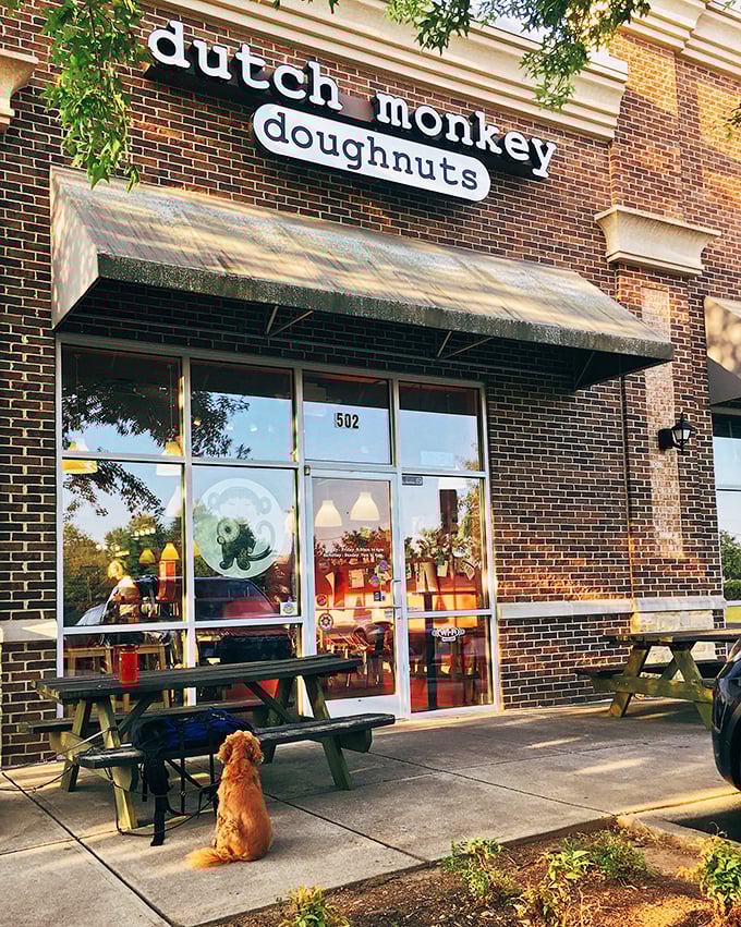 The unassuming brick exterior of Dutch Monkey Doughnuts hides a wonderland of fried dough treasures that would make Homer Simpson weep with joy.