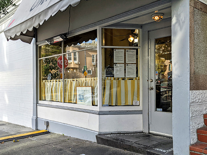 The unassuming storefront that launched a thousand breakfast dreams. Those yellow-striped curtains are like a beacon to hungry San Franciscans.