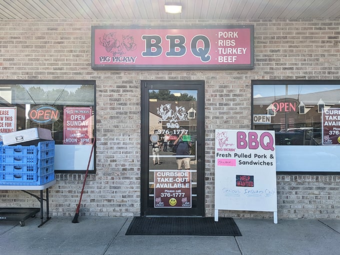 The unassuming storefront that houses barbecue greatness. Like Clark Kent's glasses, this modest brick exterior conceals superhero-level smoked meat powers within.