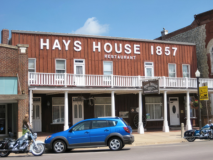 The iconic brownish facade of Hays House 1857 stands proudly on Council Grove's main street, a culinary time capsule waiting to be explored.