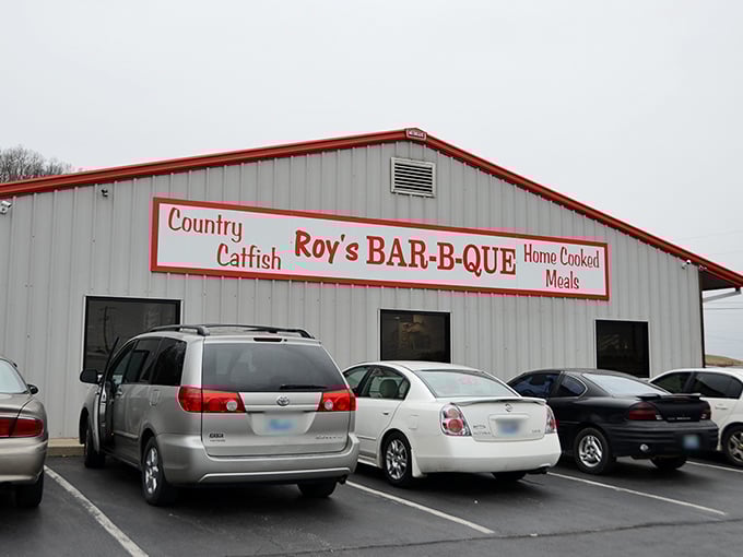 The unassuming exterior of Roy's BAR-B-QUE in Russellville might not stop traffic, but locals know this metal building houses smoky treasures worth any detour.