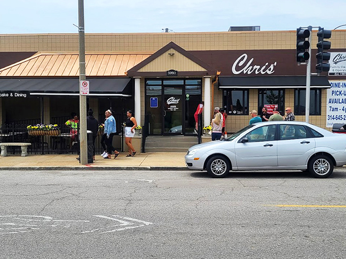 The unassuming exterior of Chris' Pancake & Dining hides a breakfast paradise within. Sometimes the best treasures come in modest packages.