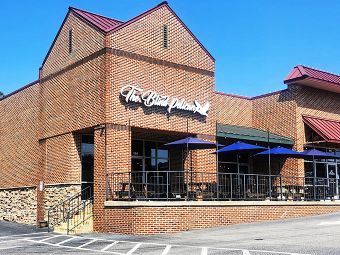 Brick and mortar never looked so inviting. The Blind Pelican's unassuming exterior gives no hint of the seafood paradise waiting inside.