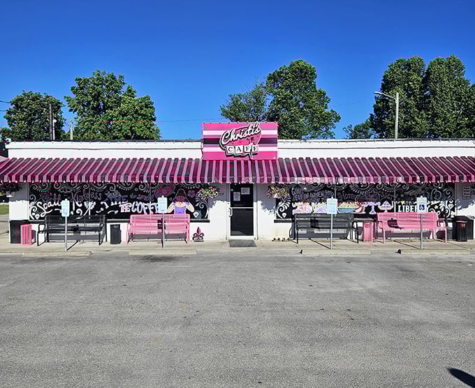 The pink and black striped awning of Christi's Cafe isn't playing hard to get&mdash;this bold Louisville landmark announces itself with unapologetic charm and confidence.