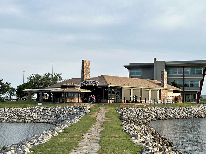 Stone meets sky at Redrock Canyon Grill, where that impressive chimney isn't just for show&mdash;it's the beacon that guides hungry Oklahomans home.