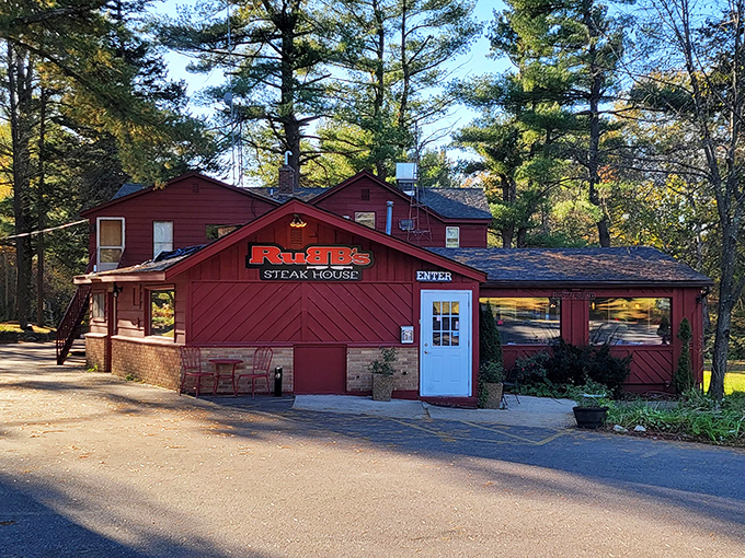 The classic red exterior of Rubb's nestled among towering pines announces you've found Wisconsin's version of culinary paradise.