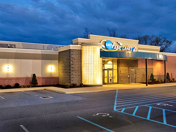 The iconic ABC East Lanes sign stands like a beacon, promising strikes, spares, and a healthy dose of nostalgia just off the Harrisburg highway.
