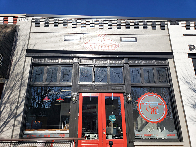 The coral-red facade of Crave Pie Studio isn't just eye-catching&mdash;it's a beacon of hope for anyone who believes dessert is the most important meal of the day.