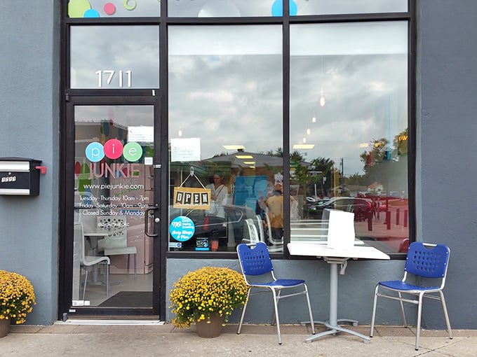 The colorful exterior of Pie Junkie in OKC's Plaza District beckons like a siren song for sweet-toothed travelers.
