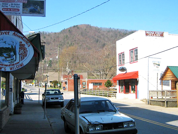 Downtown Hot Springs welcomes visitors with its charming storefronts and mountain backdrop—small town America at its most inviting.