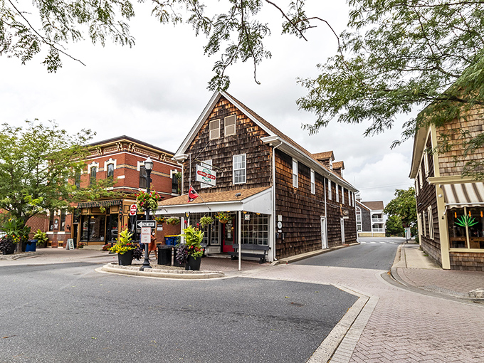 Downtown Lewes blends colonial charm with coastal flair, where shoppers stroll brick sidewalks beneath trees that have witnessed centuries of history unfold.