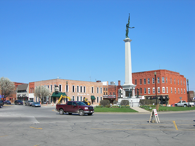 Angola's town square feels like stepping into a Norman Rockwell painting, complete with that impressive Civil War monument standing sentinel over daily life.