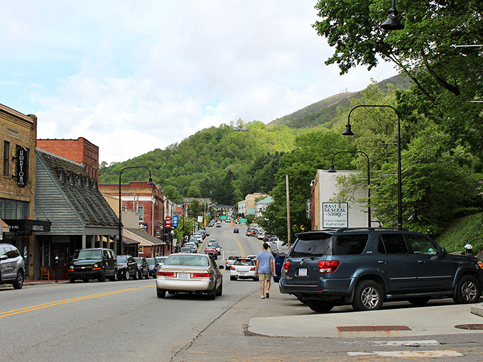 Downtown Boone offers that perfect small-town vibe where brick buildings, mountain views, and friendly faces converge into postcard-worthy Main Street magic.