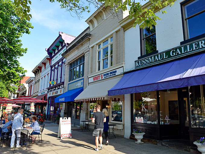 Broadway's rainbow of storefronts isn't just architectural eye candy&mdash;it's the beating heart of Granville where locals and visitors mingle under vintage awnings.