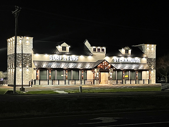 The welcoming facade of Surf & Turf Bar & Grill stands proudly in Milford, like a beacon calling hungry travelers home with promises of culinary comfort.
