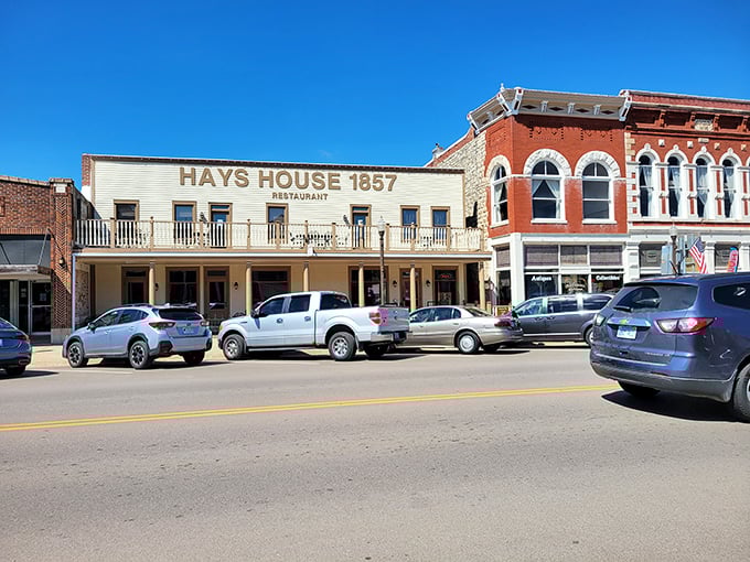 The Hays House stands proudly on Council Grove's Main Street like a time capsule you can actually eat in. History with a side of hospitality.