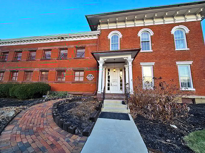 The pink azaleas welcome you like old friends at Olde Jaol's entrance, where the historic brick exterior hints at its law-and-order past.