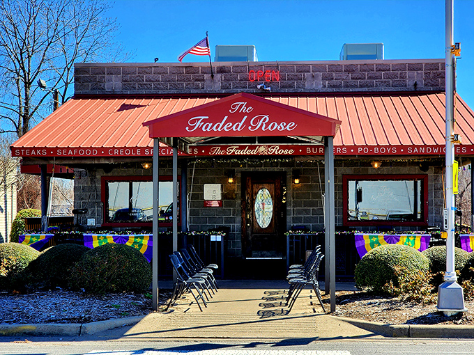 The unassuming brick exterior of The Faded Rose belies the culinary treasures within. That red awning might as well be a welcome mat to flavor town.