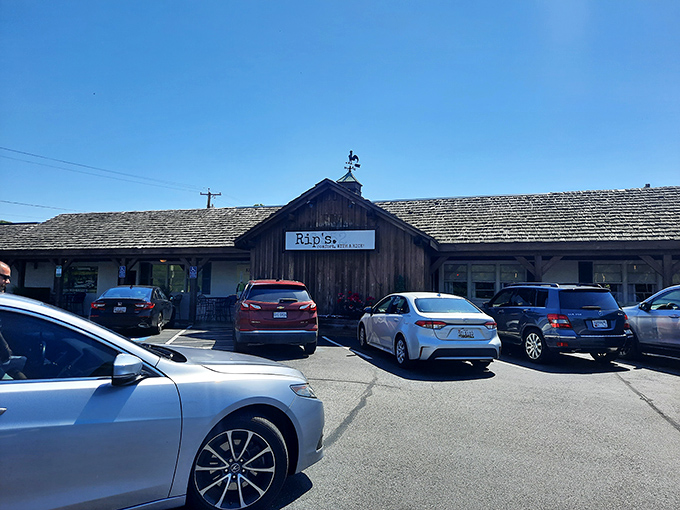 The unassuming exterior of Rip's Country Inn might fool you, but locals know this wooden facade hides culinary treasures worth discovering.