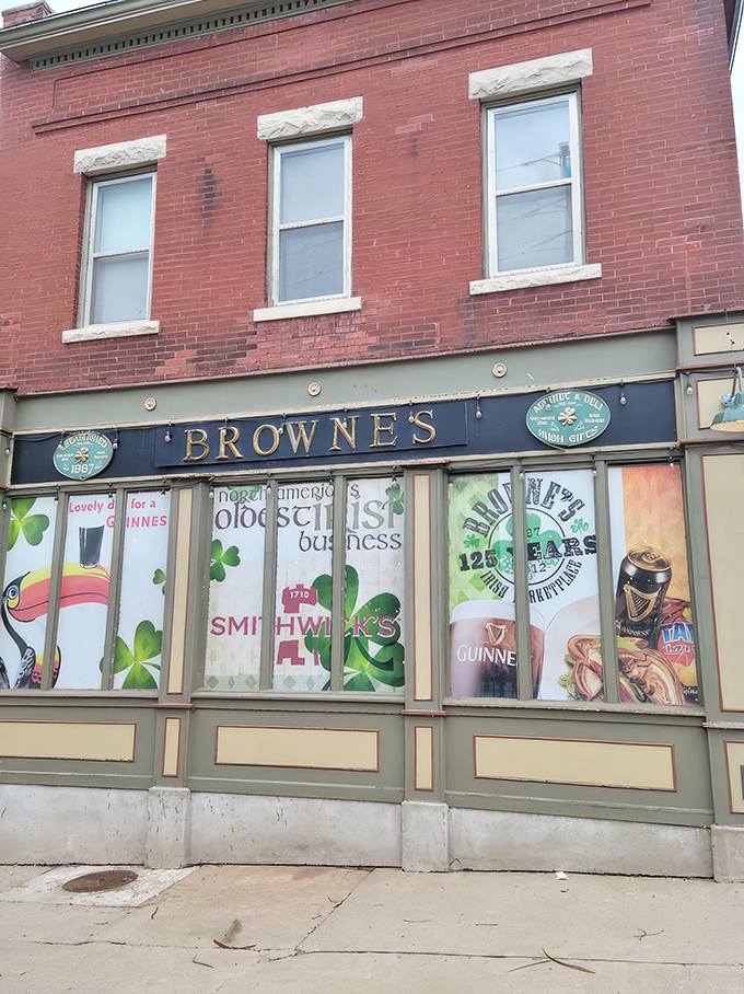 The historic brick fa&ccedil;ade of Browne's Irish Marketplace stands as a time capsule in Kansas City, where "oldest Irish business in America" isn't just a slogan&mdash;it's documented history.