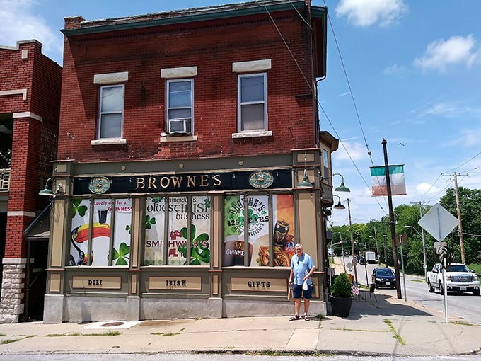 The historic brick fa&ccedil;ade of Browne's Irish Marketplace stands as a time capsule in Kansas City, where "oldest Irish business in America" isn't just a slogan&mdash;it's documented history.