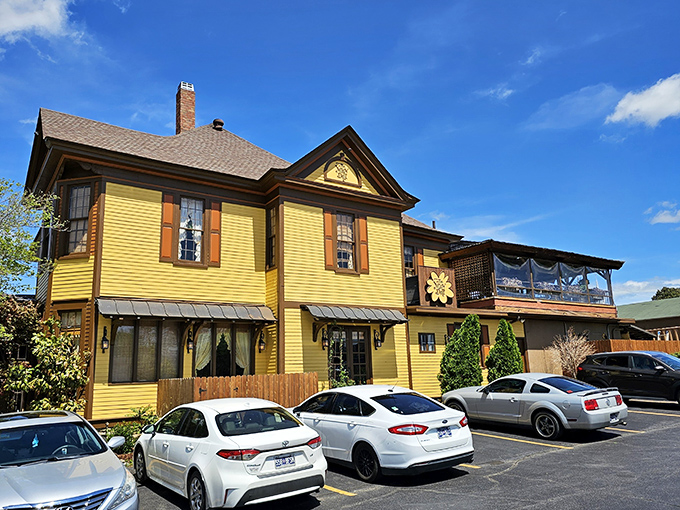 The Yellow Deli's historic fa&ccedil;ade welcomes you with stunning stone steps and vibrant gardens&mdash;like a Tennessee postcard come to life.