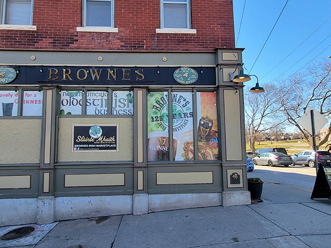 The historic brick fa&ccedil;ade of Browne's Irish Marketplace stands as a time capsule in Kansas City, where "oldest Irish business in America" isn't just a slogan&mdash;it's documented history.