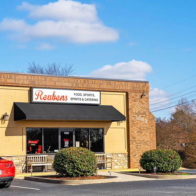 The unassuming exterior of Reubens in Greer hides culinary treasures within, like finding a winning lottery ticket in your winter coat pocket.