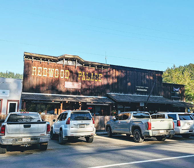 The Wild West meets fine dining at Redwood Palace, where that rustic wooden facade isn't just for show—it's a promise of authenticity waiting inside.
