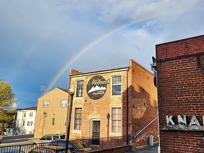 The historic brick facade of Piedmont Steakhouse stands as a testament to Kansas culinary heritage, promising hearty meals within its unassuming walls.