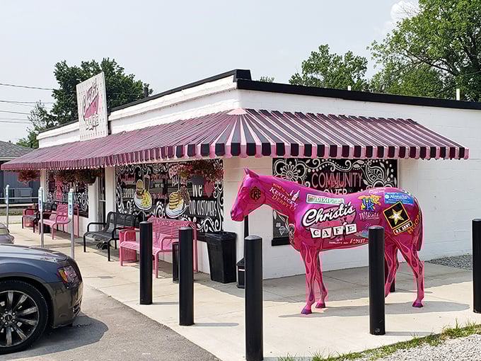 The pink and black striped awning of Christi's Cafe isn't playing hard to get&mdash;this bold Louisville landmark announces itself with unapologetic charm and confidence.
