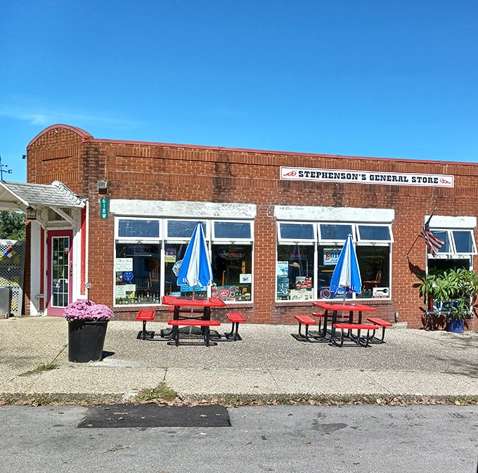 The unassuming brick exterior of Stephenson's General Store hides culinary treasures better than any fancy bistro. Red picnic tables invite you to savor your finds outdoors. 