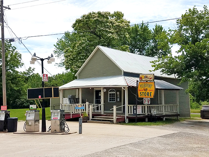 The humble green exterior of Pierpont General Store belies the culinary treasures within. Those "Farm Fresh Eggs" are just the beginning of your flavor journey. 