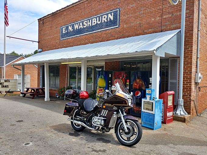 The iconic brick fa&ccedil;ade of E.N. Washburn's has stood sentinel since 1831, a time capsule of Americana waiting behind those welcoming doors. 