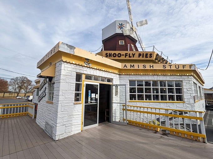 The iconic windmill-topped Dutch Haven stands like a yellow and white beacon on Route 30, promising sweet treasures within.