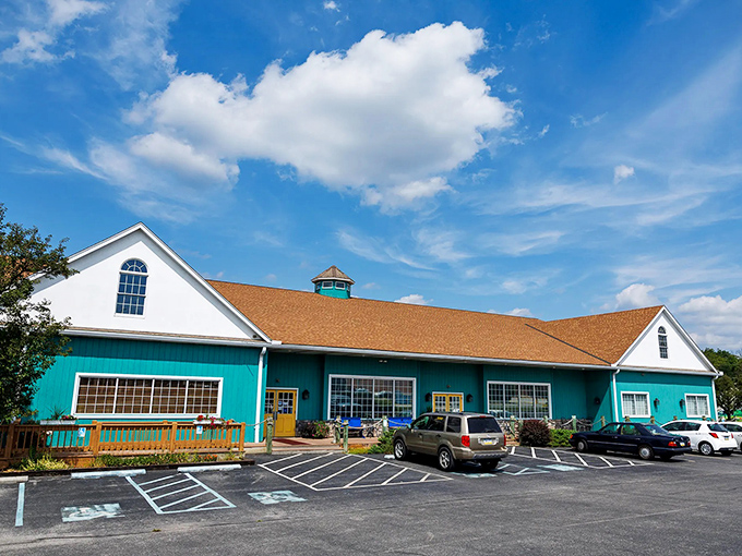 The turquoise facade of Bay City stands like a coastal mirage in Hanover, complete with cupola that seems to ask, "Ocean? What ocean? We don't need no stinking ocean!"