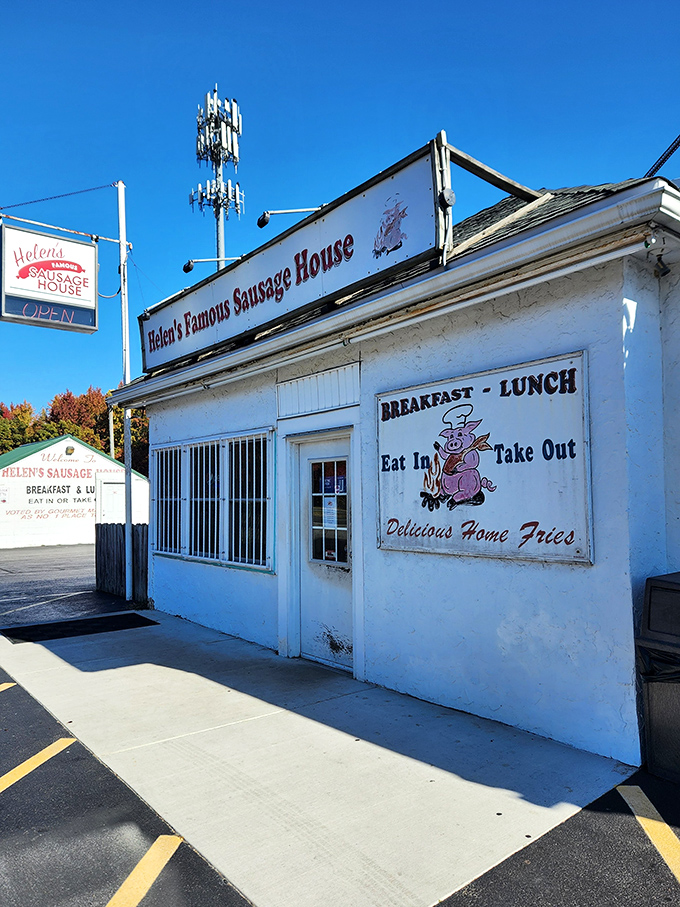 The unassuming white building with "Helen's Famous Sausage House" emblazoned across the top isn't trying to impress you&mdash;until you taste what's inside.