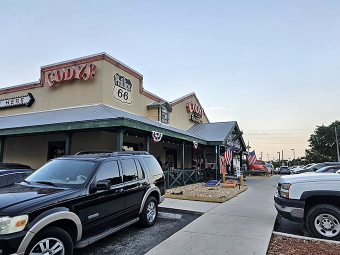 That classic roadside charm never gets old! The vintage retro gas pump welcome you to Cody's like old friends waiting to share stories.