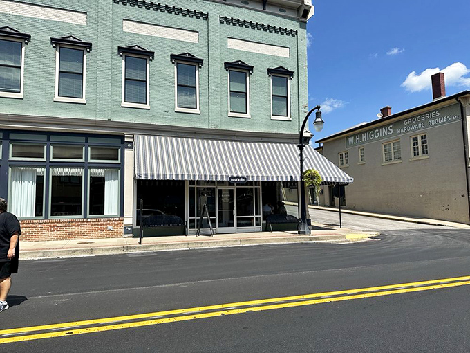 The historic mint-green facade of The Bluebird stands proudly on Stanford's Main Street, a beacon of breakfast bliss waiting to be discovered.
